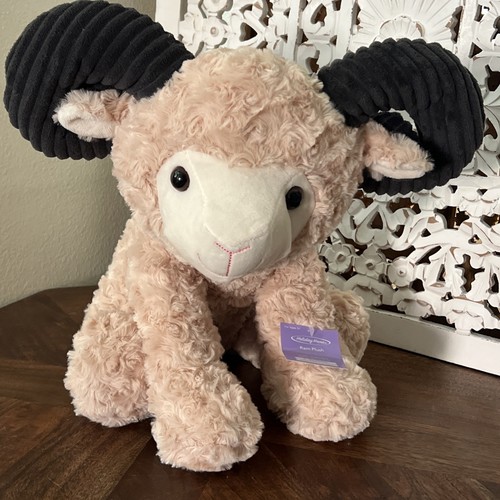 Plush Ram 13 inch Sitting Stuffed Animal Curly Horns Rosette Fur NEW ...