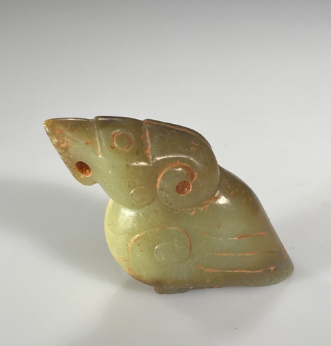 Chinese Antique Dealer's Shang Dynasty Green Jade Bird Figurine with ...