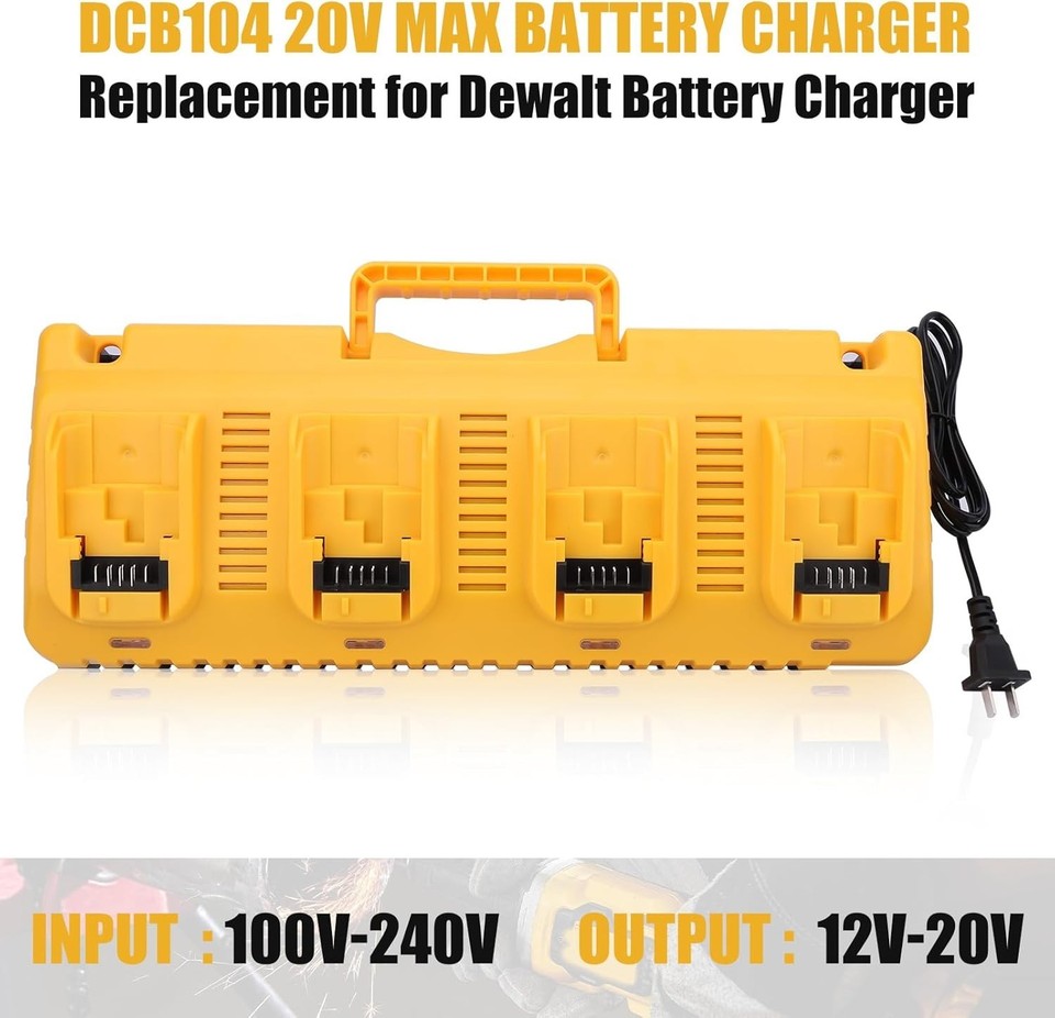For Genuine DEWALT 4-Port DCB104 Fast Charger 12V/20V Max Lithium XR ...