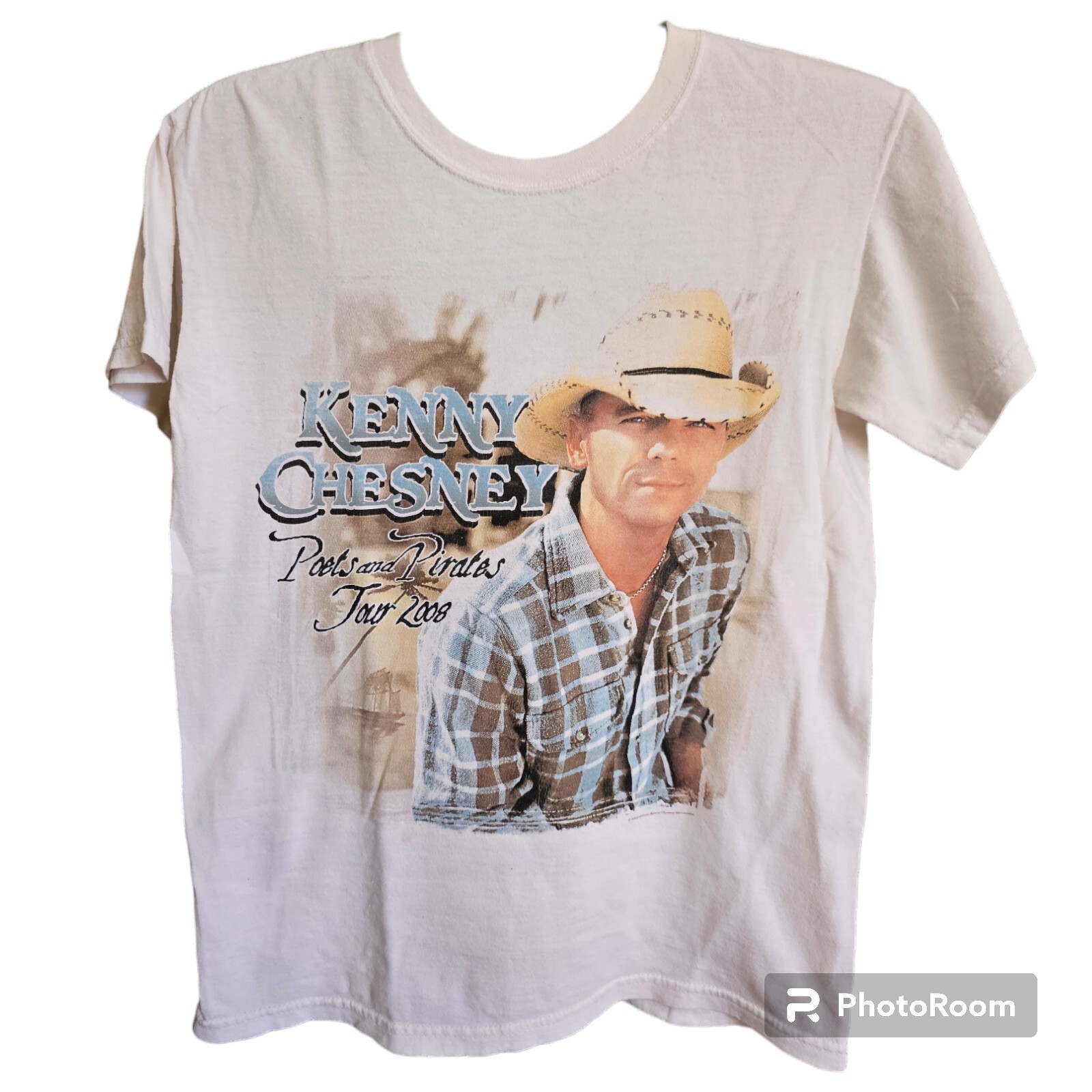 2008 Y2K Kenny Chesney Poets & Pirates Graphic T-Shirt Double Sided Sz ...