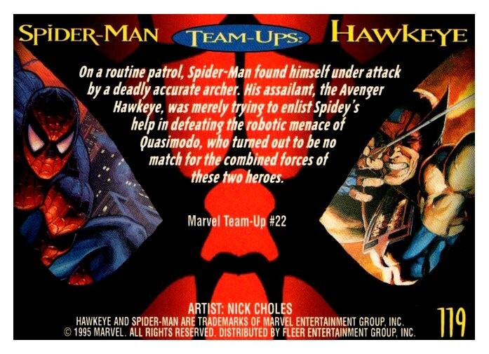 1995 Fleer Ultra Spiderman Team-Ups #119 Hawkeye | eBay