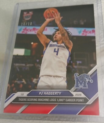 PJ Haggerty Memphis 1,000 Pts 2024-25 Bowman U NOW Card #41 RED PARA # ...
