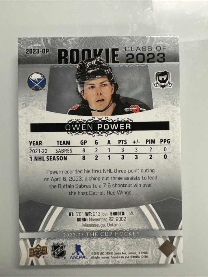 2022-23 The Cup Owen Power Rc Rookie /249 Sabres | eBay