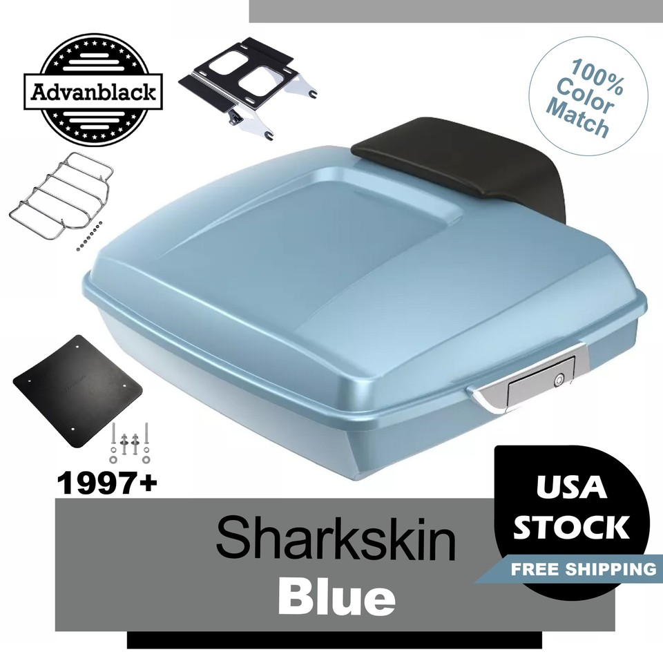 Advanblack Sharkskin Blue Razor Tour Trunk Pack Fits Harley Davidson ...