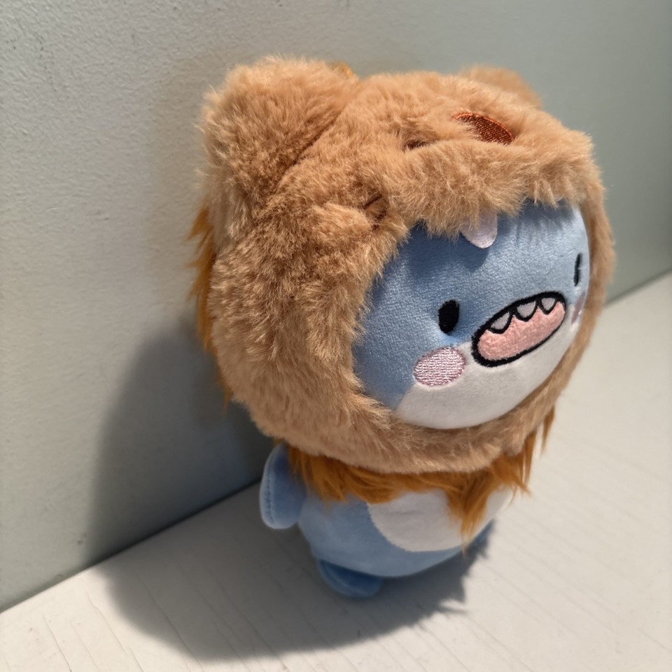 Fat Shark Plush Blue White w/ Fuzzy Bear Hat Stuffed Animal Toy 8 ...
