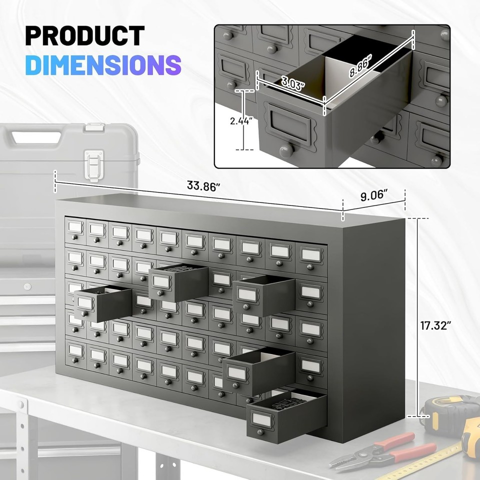 50 Drawers Metal Storage Drawer Cabinet Hardware Organization Storage ...