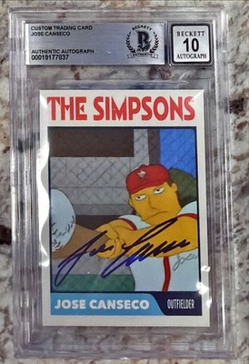 JOSE CANSECO THE SIMPSONS CUSTOM CARD AUTO BGS AUTHENTIC BGS 10 AUTO ...
