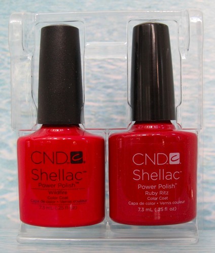 CND SHELLAC RUBY RITZ & WILDFIRE Perfect Pair Red Gel Polish Set NIB ...