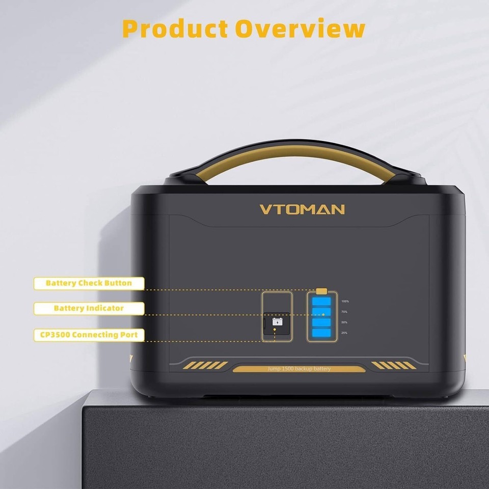 VTOMAN Jump 2200 Portable Power Station 2200W/1548Wh Extra Battery ...