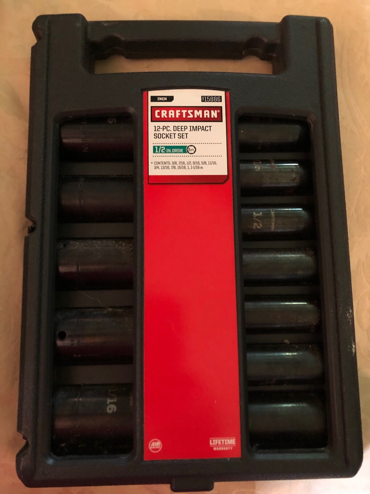 Craftsman 12 PC 1/2 Drive SAE Deep Impact Socket Set 6 PT for sale ...