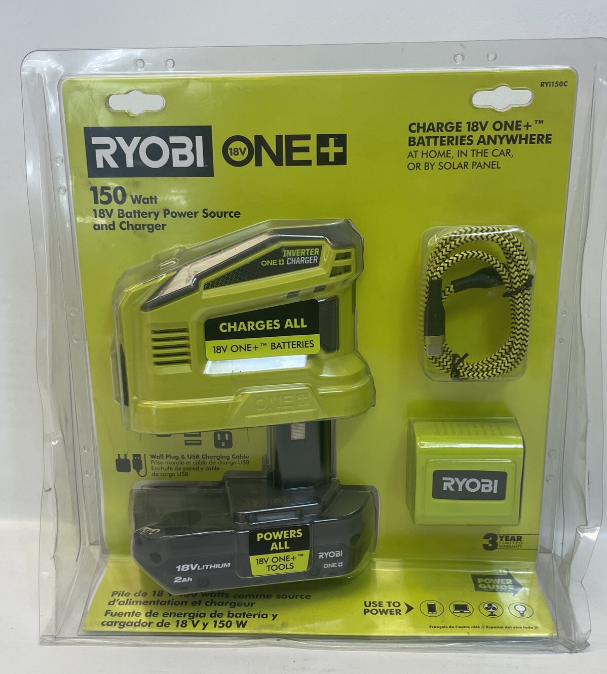 New Ryobi 150 Watt 18V Battery Power Source 2 Ah Battery RYi150C ...