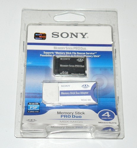 new sealed Sony 4GB 100x Memory Stick PRO Duo Card MSX-M4GS NIB ...