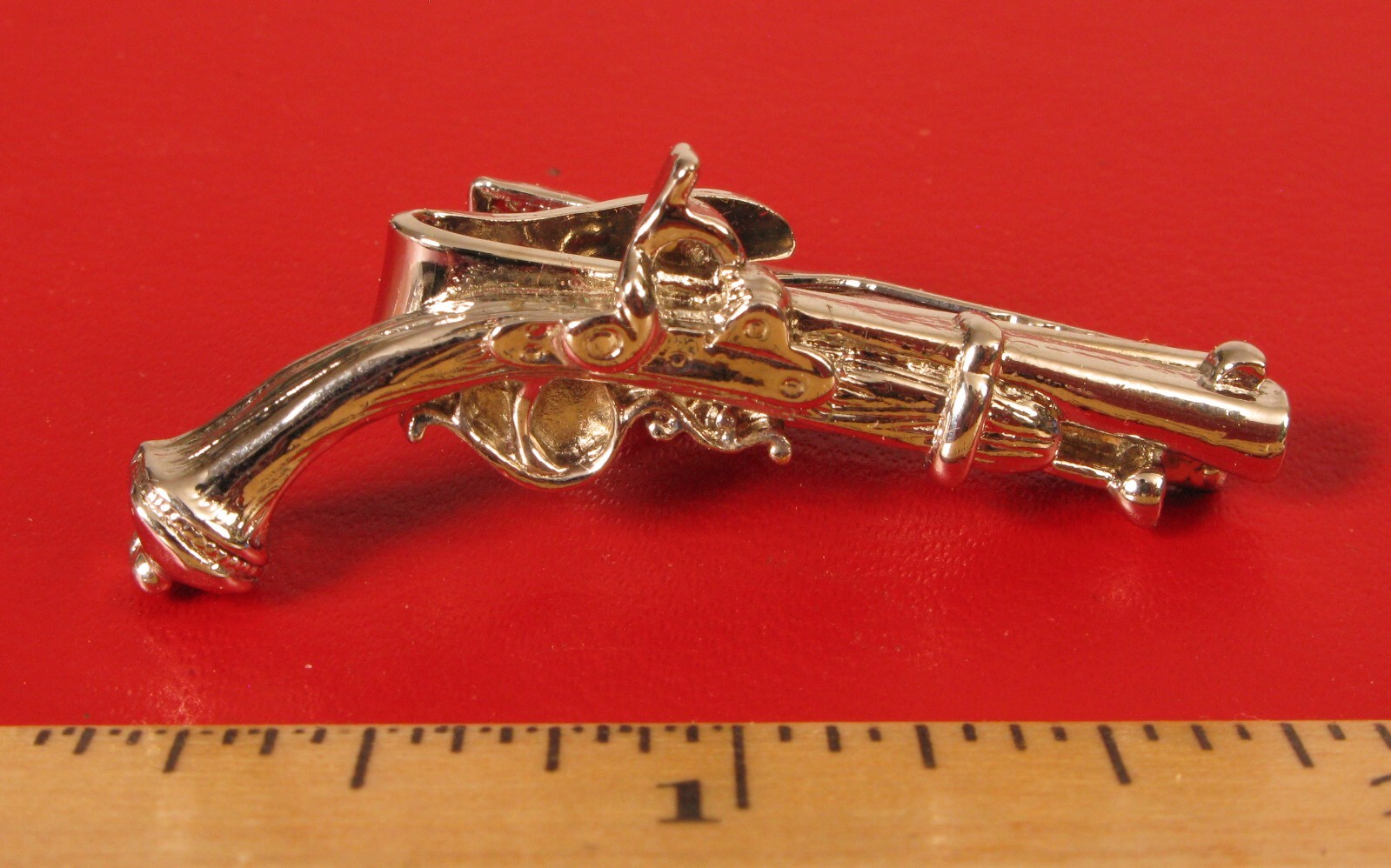 FLINTLOCK PISTOL SILVER TONE GUN TIE CLIP HUNTING SOL… - Gem