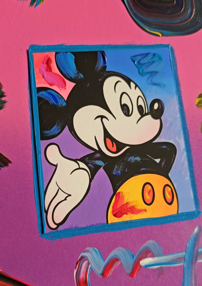PETER MAX Mickey Mouse 2010 unique variation original mixed media HAND ...