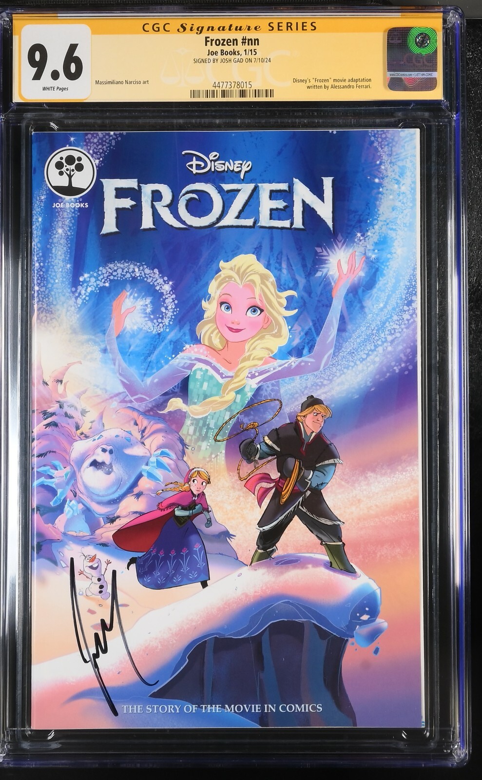Disney's Frozen #1 (2015) CGC SS 9.6 signed Josh Gad 1st appearance ...