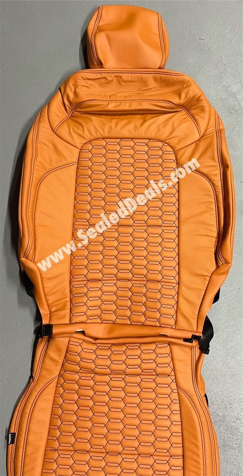 Orange Hexagon Leather Seat Covers for Ford Bronco Base Badlands Big ...