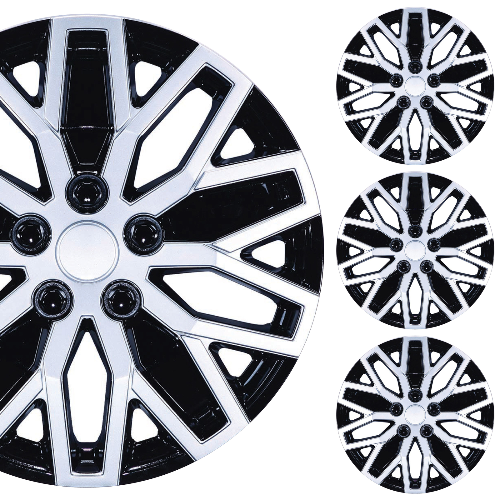 PACRIM 16" Universal Silver/Ice Black Wheel Covers/Hubcaps | ABS | Set ...