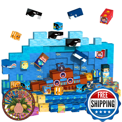 VNLINA 154Pcs Magnetic Building Blocks for Kids STEM Montessori Cubes ...