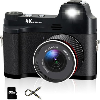 Digital Camera 4K 48MP 60FPS Vlogging Camcorder 16X Zoom w/32GB SD Card ...