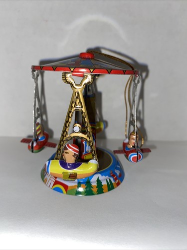SCHILLING CAROUSEL TIN TOY ORNAMENT AIRPLANES RIDE xmas 2.5" NO BOX | eBay