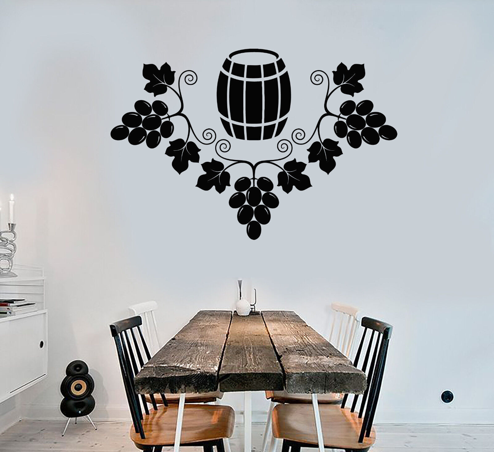 Vinyl Wall Decal Grapes Barrel Wine Alcohol Winemaker Stickers (1744ig ...