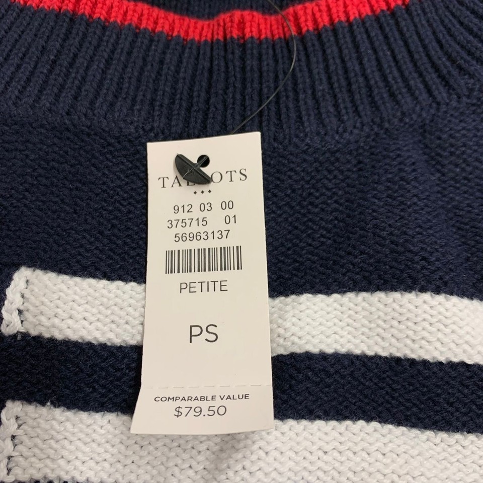 Talbots Flag Long Sleeve Crewneck Sweater Women's Size PS Navy | eBay