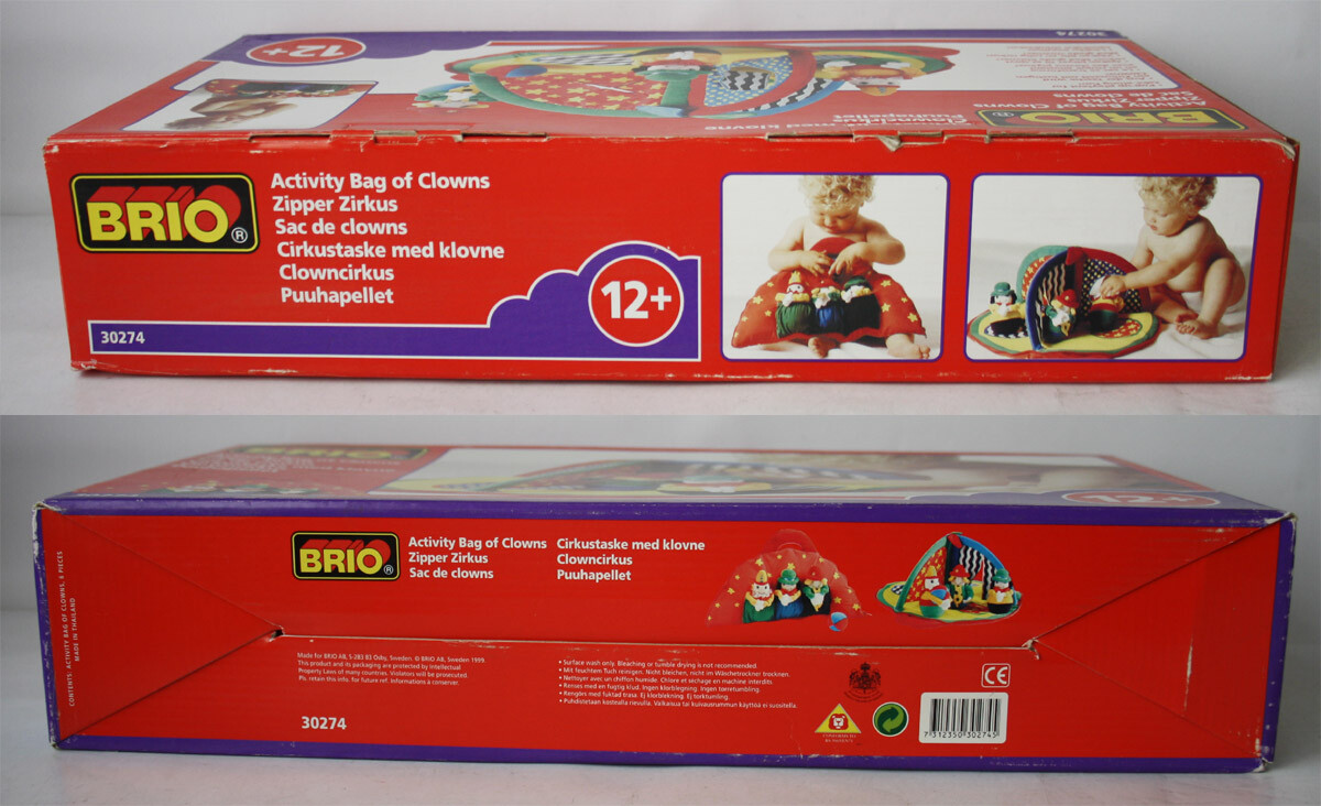RARE 1999 BRIO ACTIVITY BAG OF CLOWNS CIRCUS PLUSH 30274 BRAND NEW NOS ...