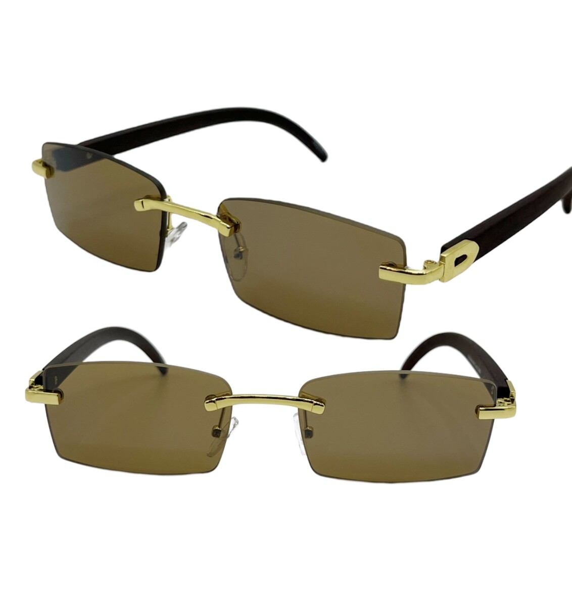 Mens Classy Style Wood Buff Retro 90s Hip Hop Rapper Gangster Rimless ...