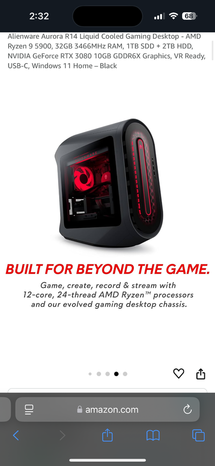 gaming pc Alienware Aurora R14 Liquid Cooled Gaming Desktop - AMD Ryzen ...