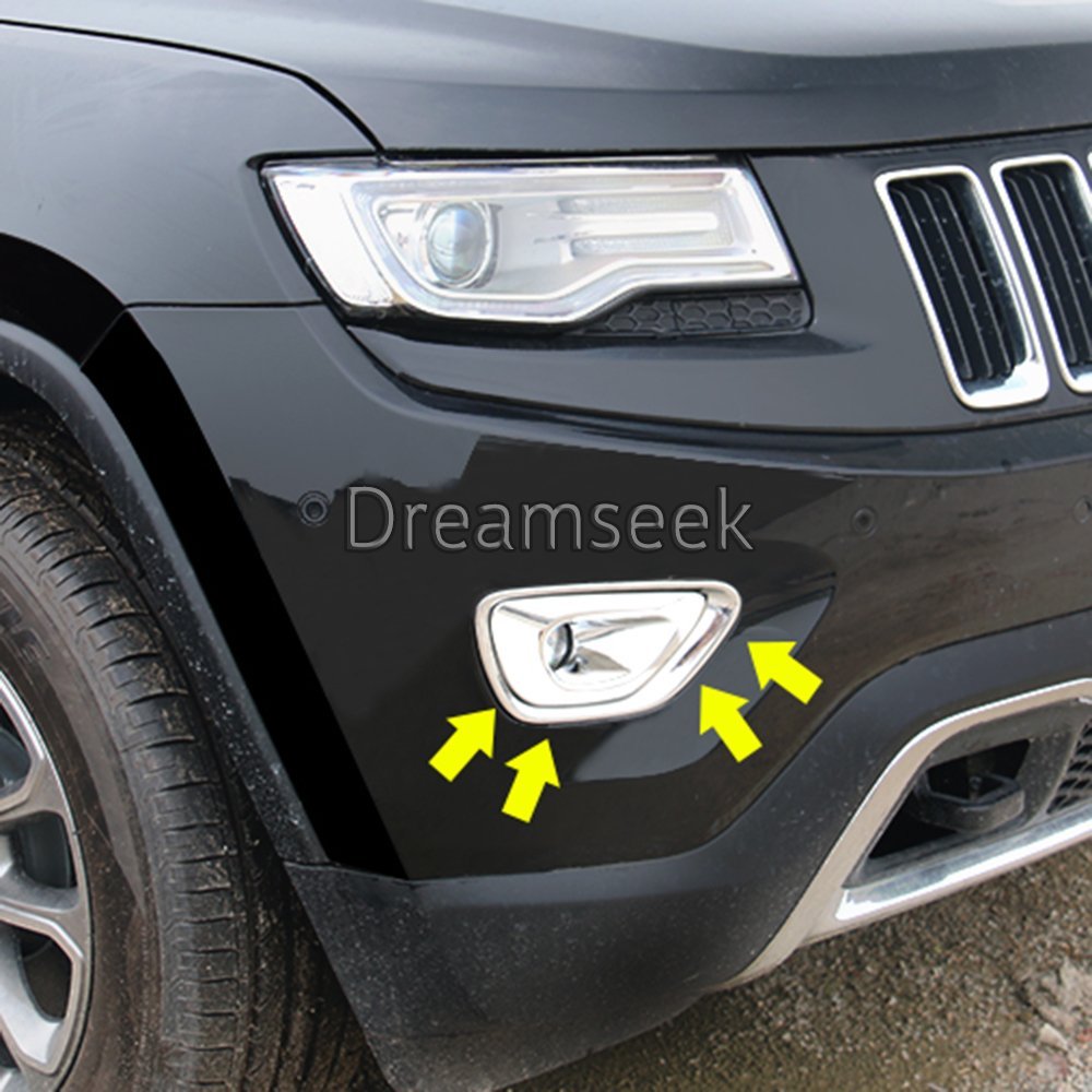 Front Fog Light Cover Lamp Bezel Chrome Trim Fit Jeep Grand Cherokee ...