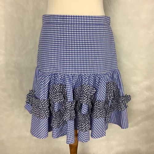 Alexis Daly Blue, Black White Gingham Check Ruffle Mini Skirt | eBay