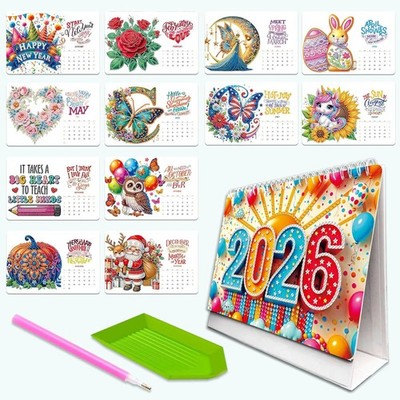 2026 Calendar Diamond Painting Kit DIY Diamond Art Desk Calendar for ...