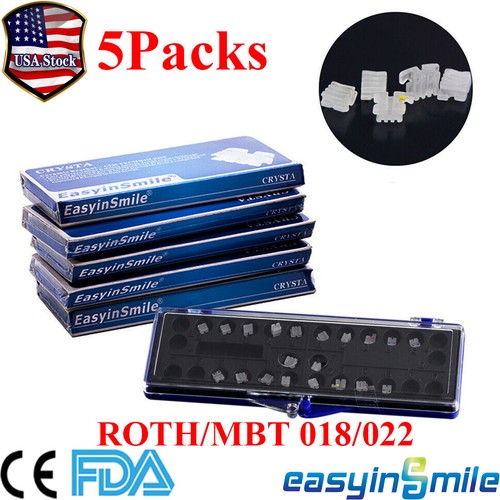 5XDental Orthodontic Ceramic MINI Brackets Clear Braces Roth MBT 018 ...