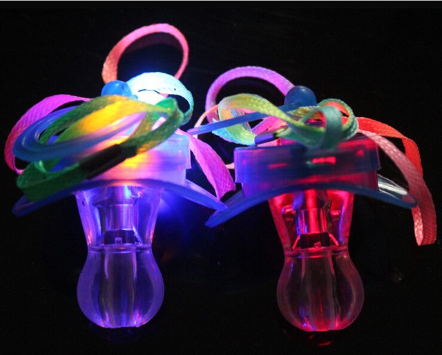 Light Up Pacifier LED Rave Party Glow Whistle & Lanyard String (BULK ...