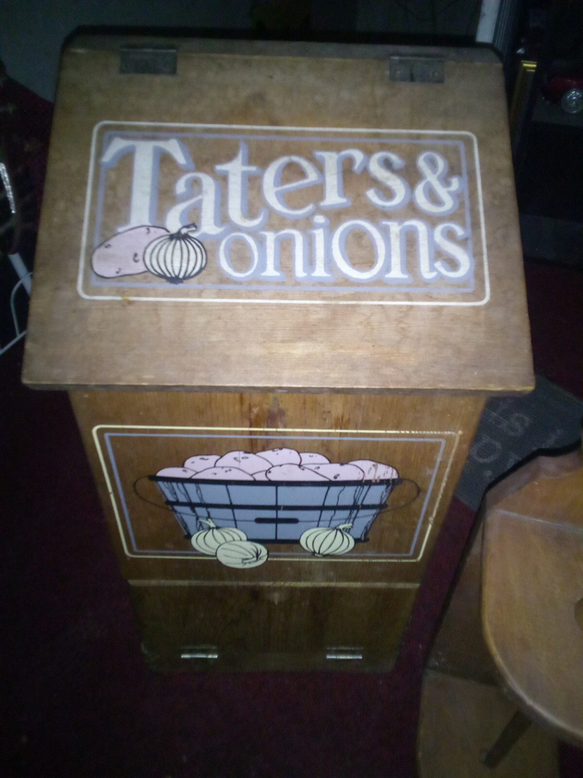 Vintage Potatoes Taters 'N Onions Wooden Storage Bin Farmhouse Country ...