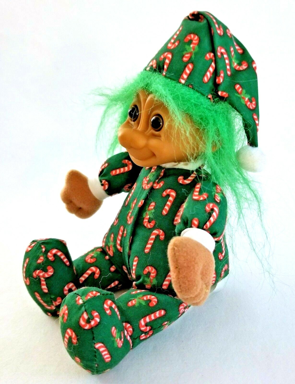 Troll Elf Christmas Russ Green Vintage Candy Cane Green Hair 7 inches ...
