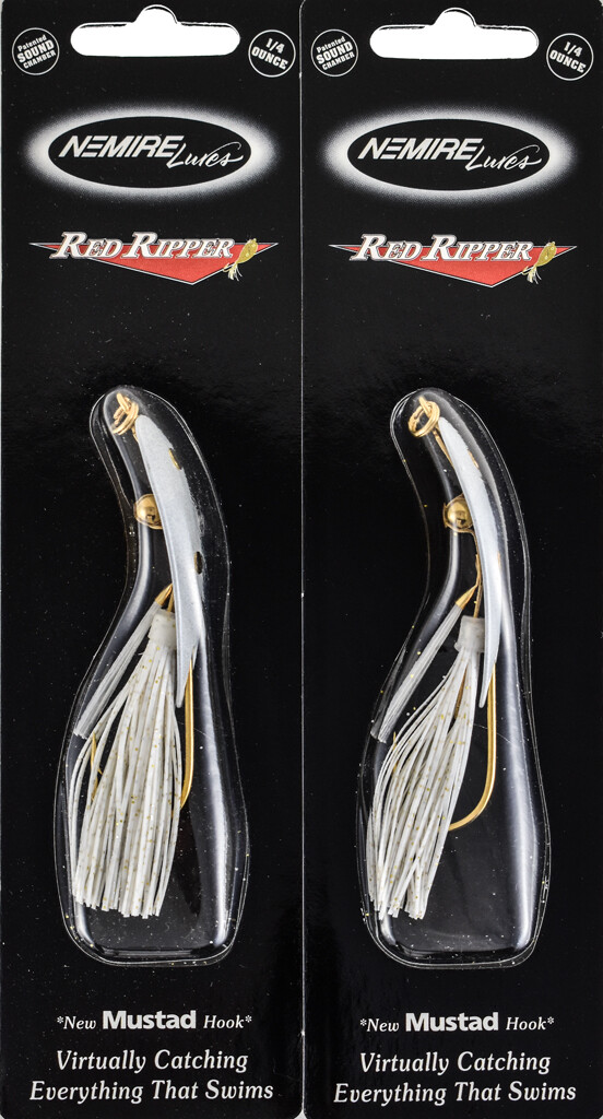 (LOT OF 2) NEMIRE LURES RED RIPPER SKIRTED SPOON NPRR14 1/4OZ PEARL ...