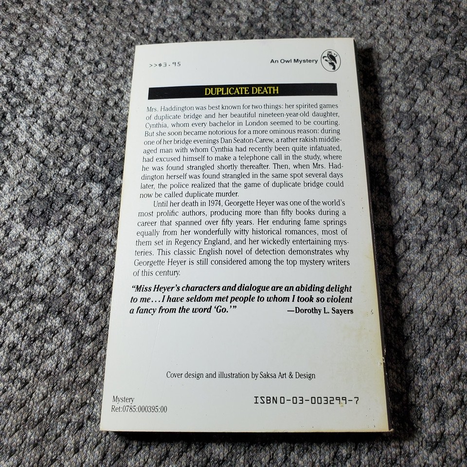 Duplicate Death Georgette Heyer 1985 Owl Book Edition Mystery Paperback ...
