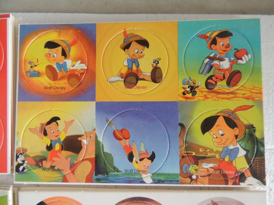 DISNEY POGS MILK CAPS LOT 12 DIFFERENT 6-UP UNPUNCHED BOARDS C-PICS U ...