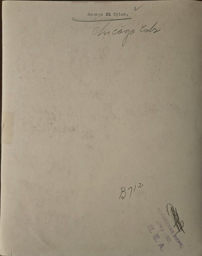 Chicago Cubs Pitcher George "Lefty" Tyler Golfs 1921, Origonal Type 1 ...