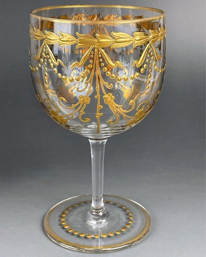 Bohemian Glass Raised Gold Decoration Enamel Wine Glass Bohemia Glass ...