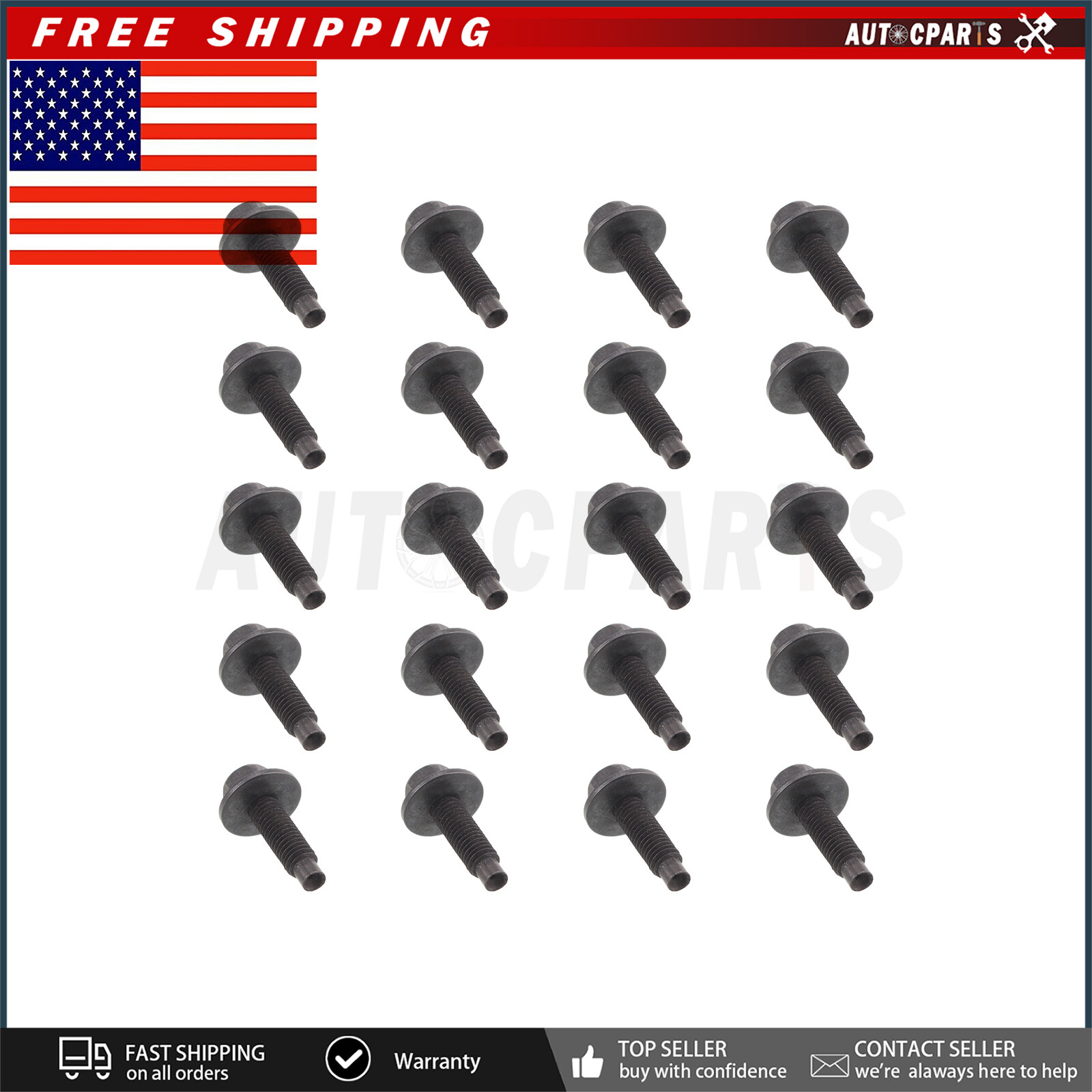 20Pcs Body Bolts M5-0.8x 16mm" Hex Head Sems with Dog Point For ...