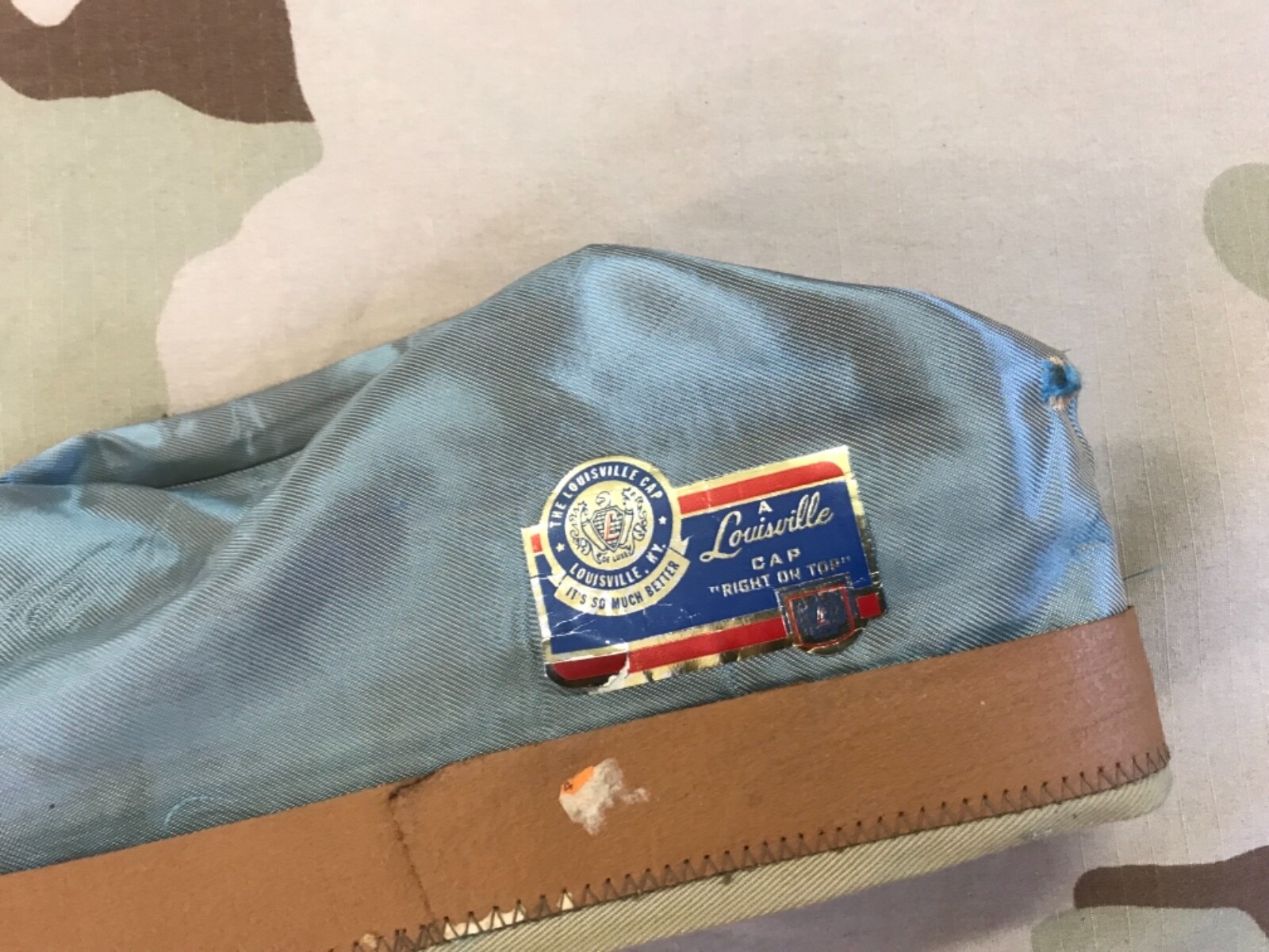 US ARMY VINTAGE KHAKI GARRISON CAP TWILL ENVELOPE HAT VIETNAM WAR ...