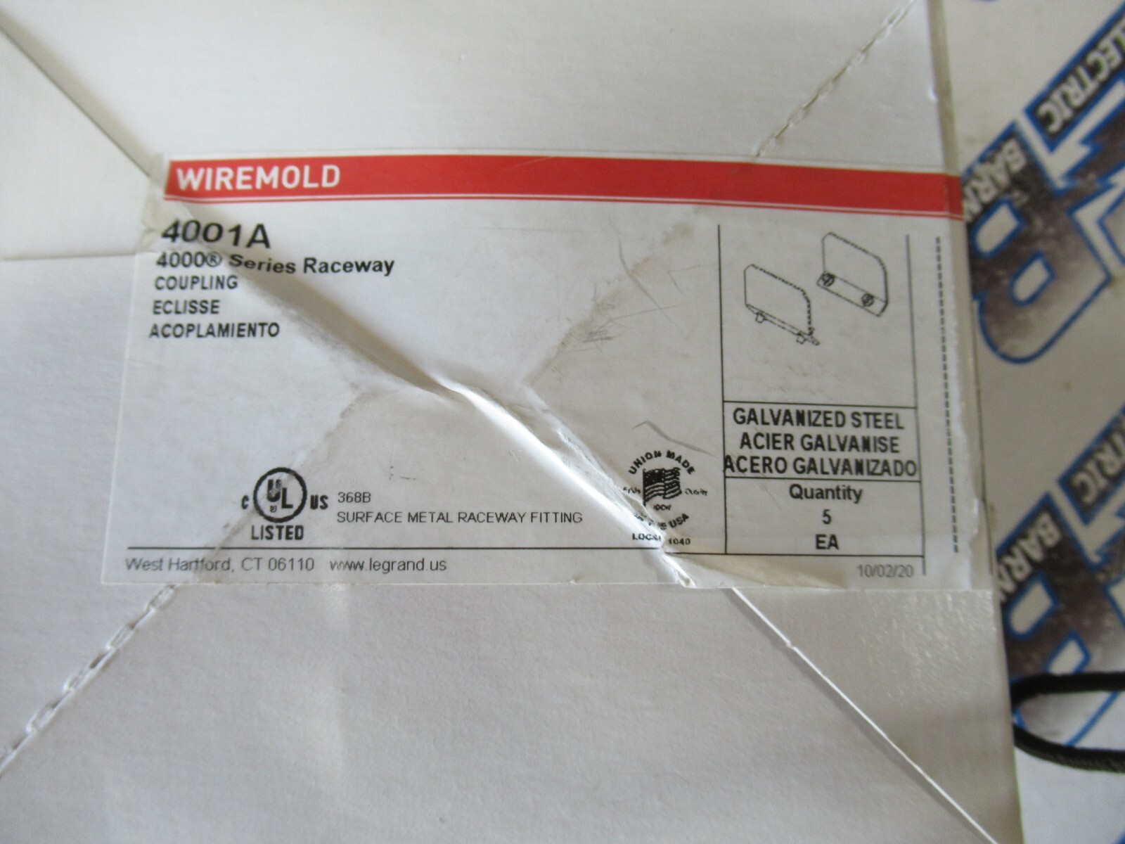 Wiremold 4001A BOX OF (5) 4000 Series Raceway Couplings- NEW-B | eBay