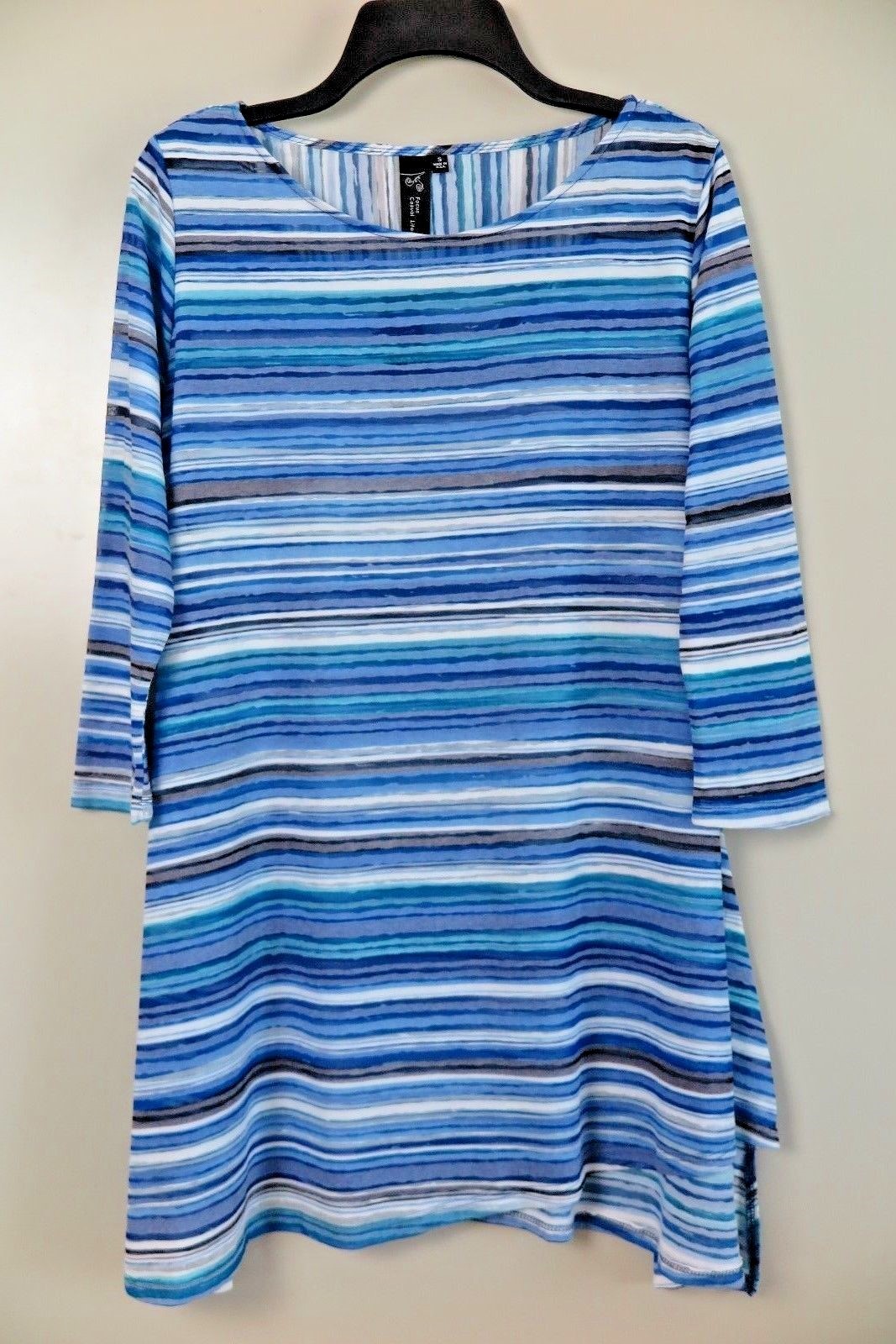 NWT Focus Casual Life Multi-Color Stripe Split-Back Tunic Size S Made ...