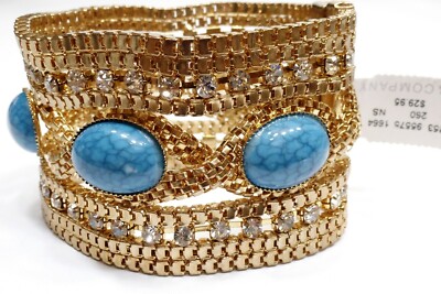 A89) New York & Company Gold-tone Mesh, Faux Turquoise, & Crystal ...