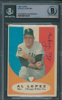 1961 Topps #132 Al Lopez Beckett Authentic Autograph Signed *0238 | eBay