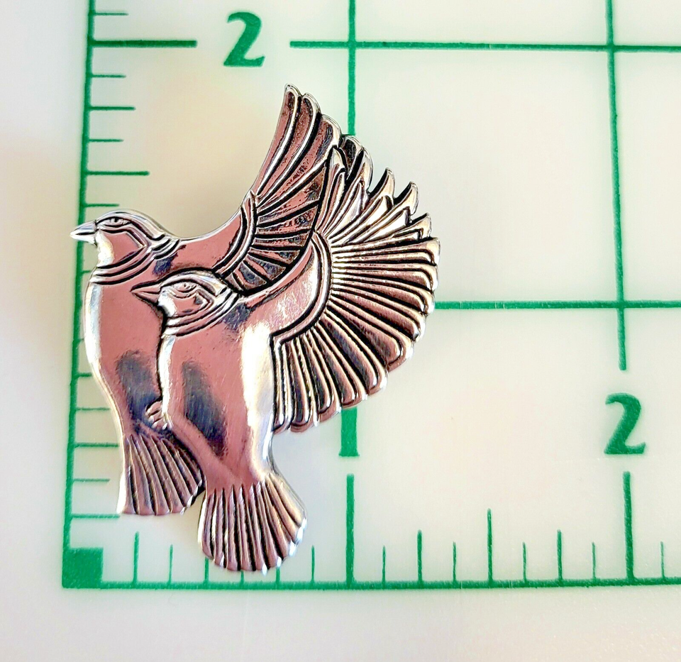 Vintage Signed Laurel Burch "Hummingbirds" Silver Brooch Pin~ Figural ...