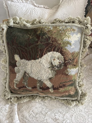 Aubusson style Needlepoint Petite Point Pillow French Poodle Petit ...