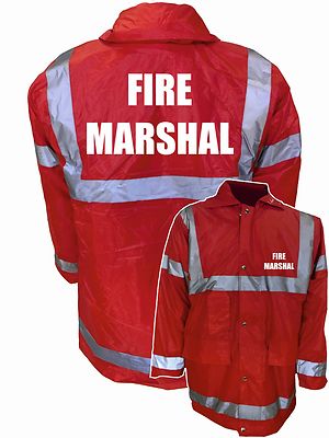 FIRE MARSHAL RED HI VIS FIRE PARKA JACKET, FIRE WARDEN, FIRE TEAM, FIRE ...